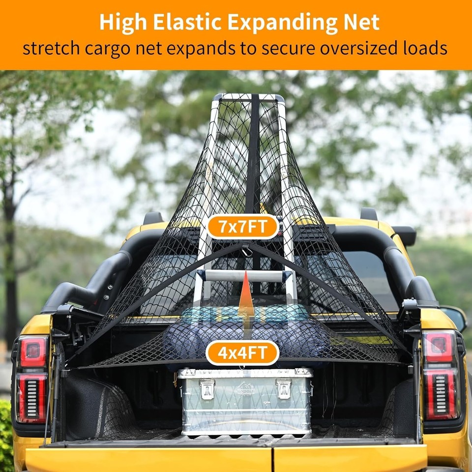 Highly Elastic Cargo Net - Heavy-Duty Truck Bed Cargo Net for Pickup ...