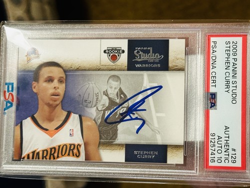 2009 Stephen Curry auto Rookie Panini Studio #129 Mint PSA DNA 10 Auto ...