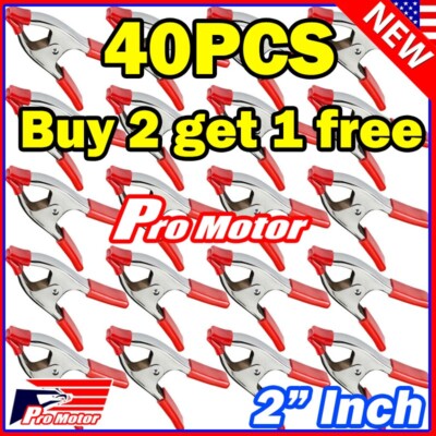 40PC 2" Small Spring Clamps Metal Clips 3/4" Jaw Opening Non-slip Lot ...