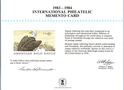 1983-1984 INTERNATIONAL PHILATELIC MOMENTO CARD DEPICTING THE 6c BALD ...