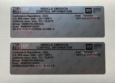 GM Vehicle Emission Control Information Decal Permanent Sticker ID Tag ...