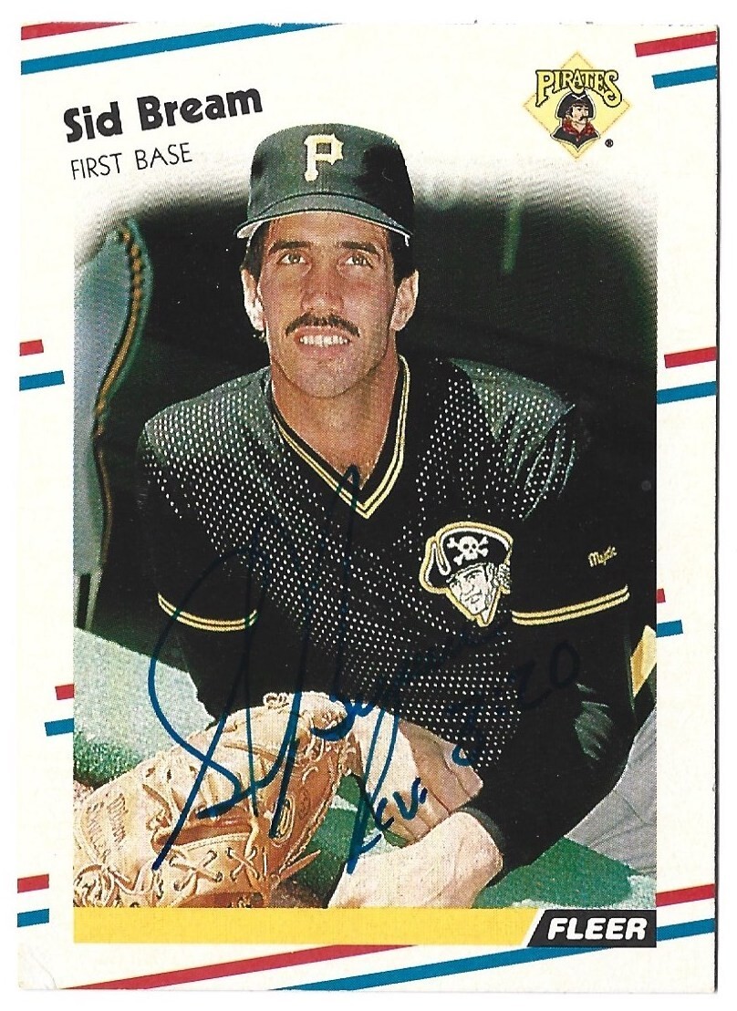 1988 FLEER SID BREAM PITTSBURGH PIRATES SIGNED ON CARD AUTOGRAPH CARD ...