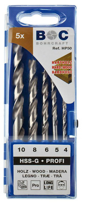 Bohrcraft 2er Pack Holzbohrer-Set HP50 Profi HSS-G / 4-5-6-8-10 mm / 5 ...