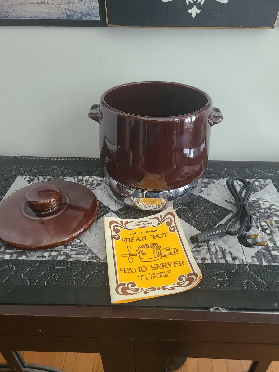 VTG WEST BEND Heat-Rite Electric Bean Pot w/Hot Plate Works VTG WEST BEND Heat-Rite Electric Bean Pot w/Hot Plate Works