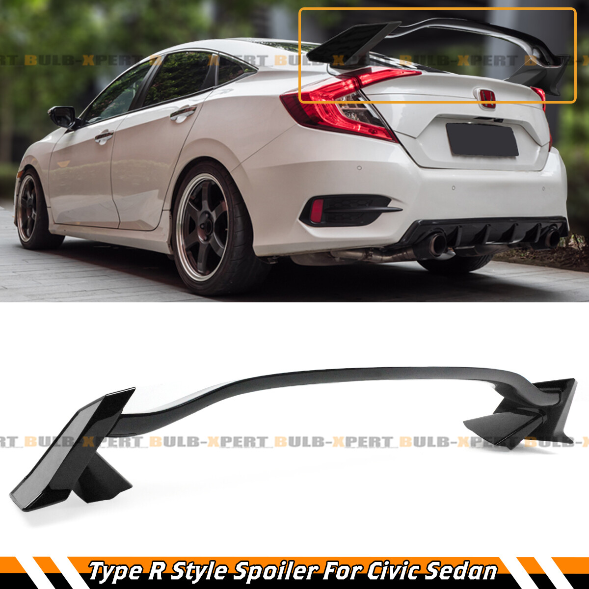 FOR 16-21 HONDA CIVIC 4 DOOR SEDAN GLOSSY BLACK TYPE R STYLE TRUNK ...