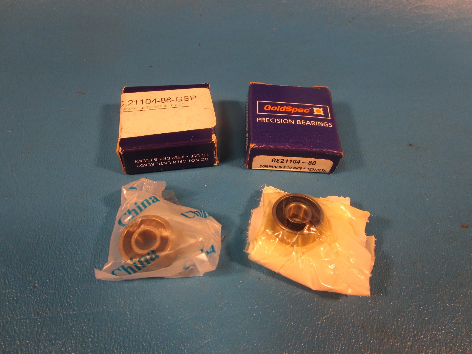 Lot of 2 GoldSpec GS21104-88, Single Row Radial Bearing, 1/4" ID x 11/ ...