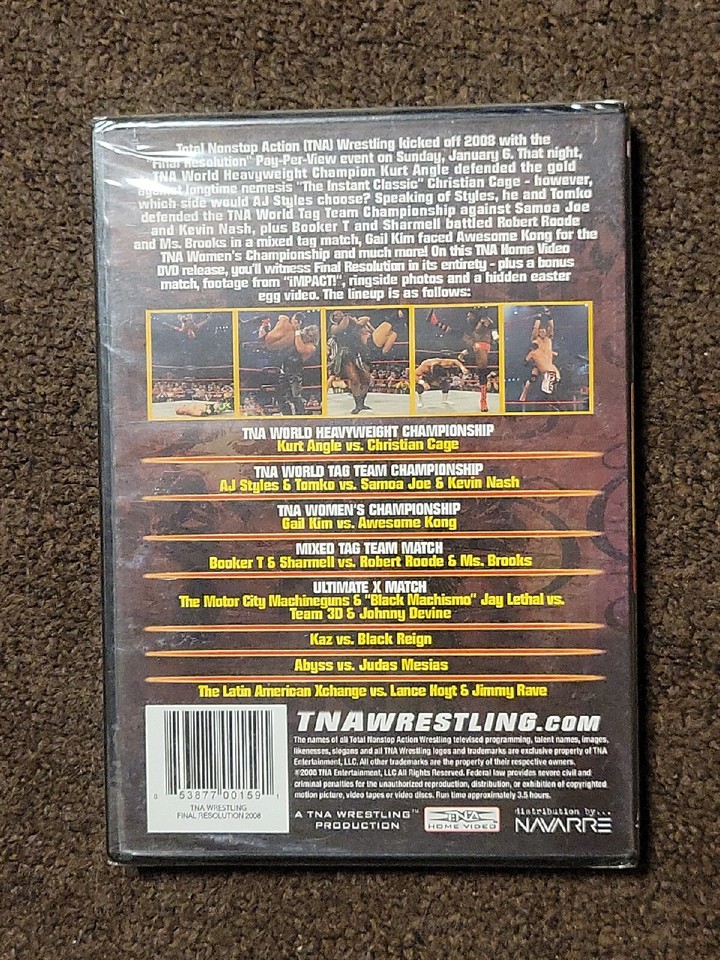 TNA Wrestling Final Resolution - 2008 DVD Kurt Angle Christian Cage ...