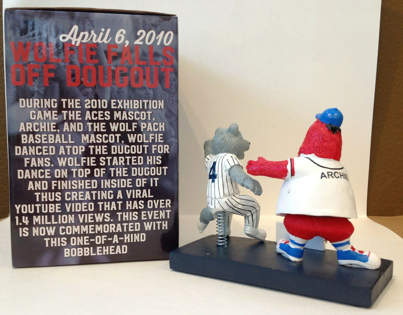 Wolfie Falls off the dugout Archie 2019 Reno Aces DUAL MASCOT ...