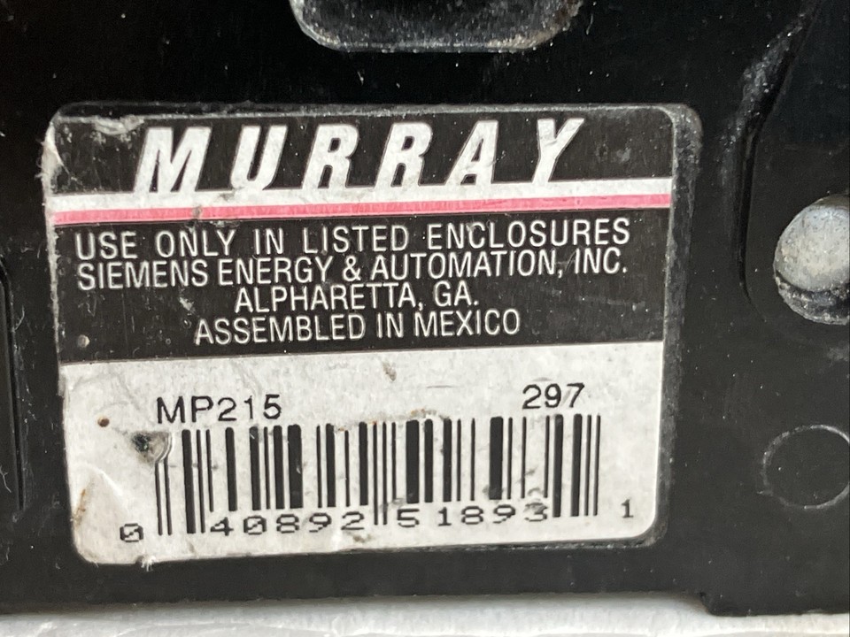 Murray MP215 15 Amp 2 Pole MP-T Circuit Breaker "new style" (Siemens Q215) | eBay