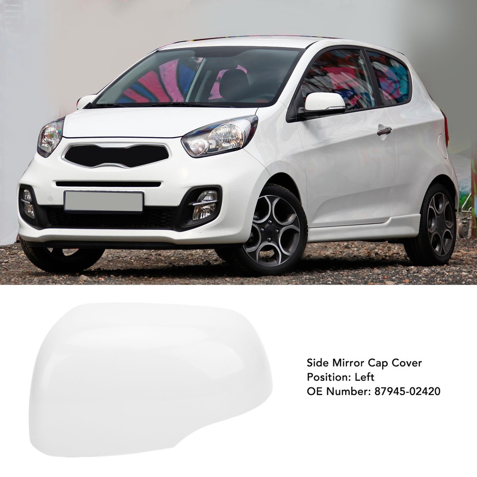 Left Side Mirror Cap Cover White Protective Anti Scratch Exterior Rear ...