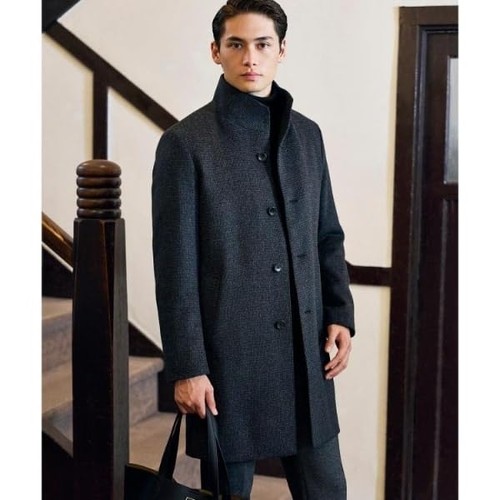 Takeo Kikuchi Stand Collar Coat, Cashmere Blend, Beaver-Style Pinhead ...