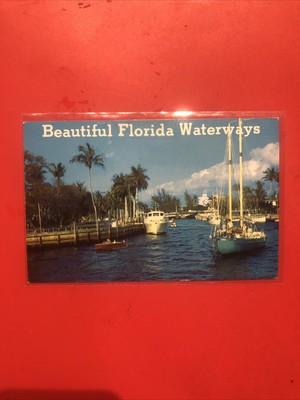 Vtg FL Beautiful Florida Waterways Boats Along Winding Waterways ...