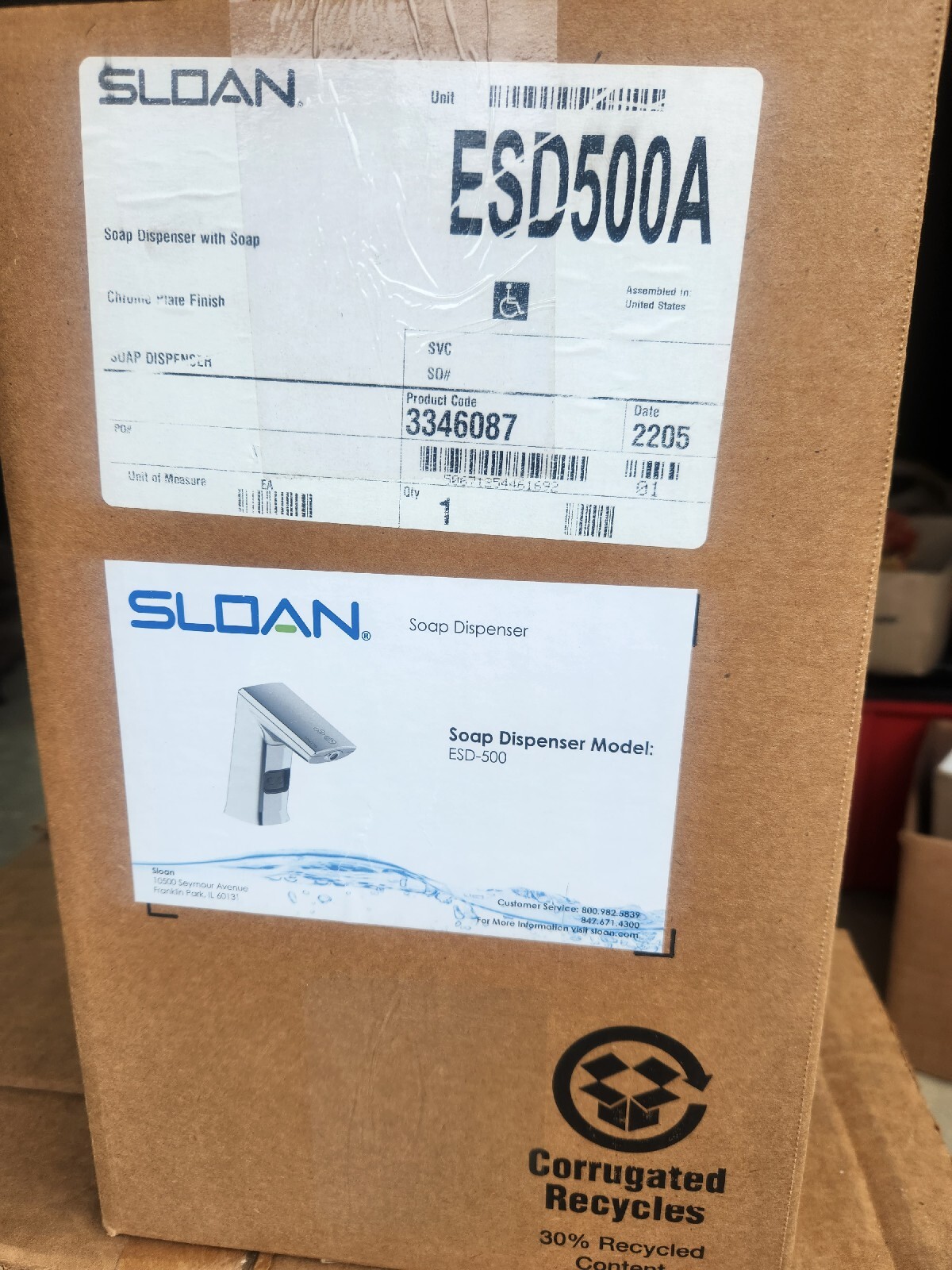 Sloan ESD-500 Touchless Deck-Mounted Foam Soap Dispenser Polished ...