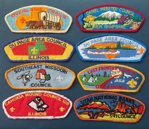 8 Vintage BOY SCOUTS OF AMERICA Council Strip PATCHES BSA CSP Trading ...