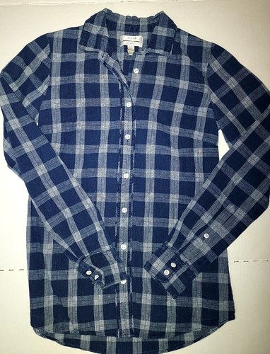 J. Crew 'Boy Style' Blue Plaid Button-up Shirt Sz 00 | eBay