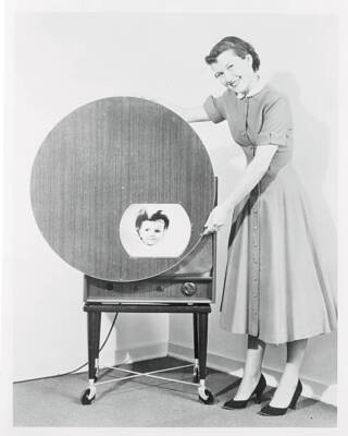 Model Demonstrating Use of Television Color Converter 1955 Old Photo ...