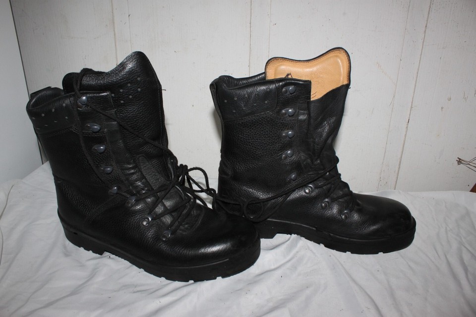 DAMAGED Military German Ranger Combat Boots Black Leather Tactical ...