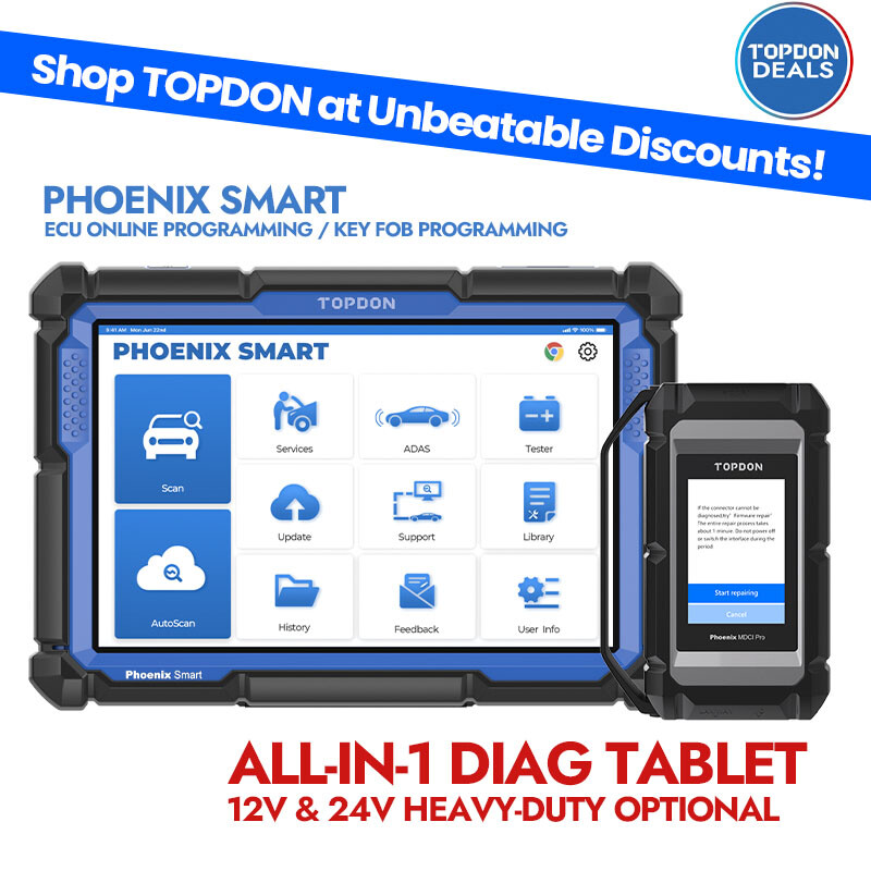 TOPDON Phoenix SMART+ Intelligent Max Diagnostic Tool ECU KEY ...