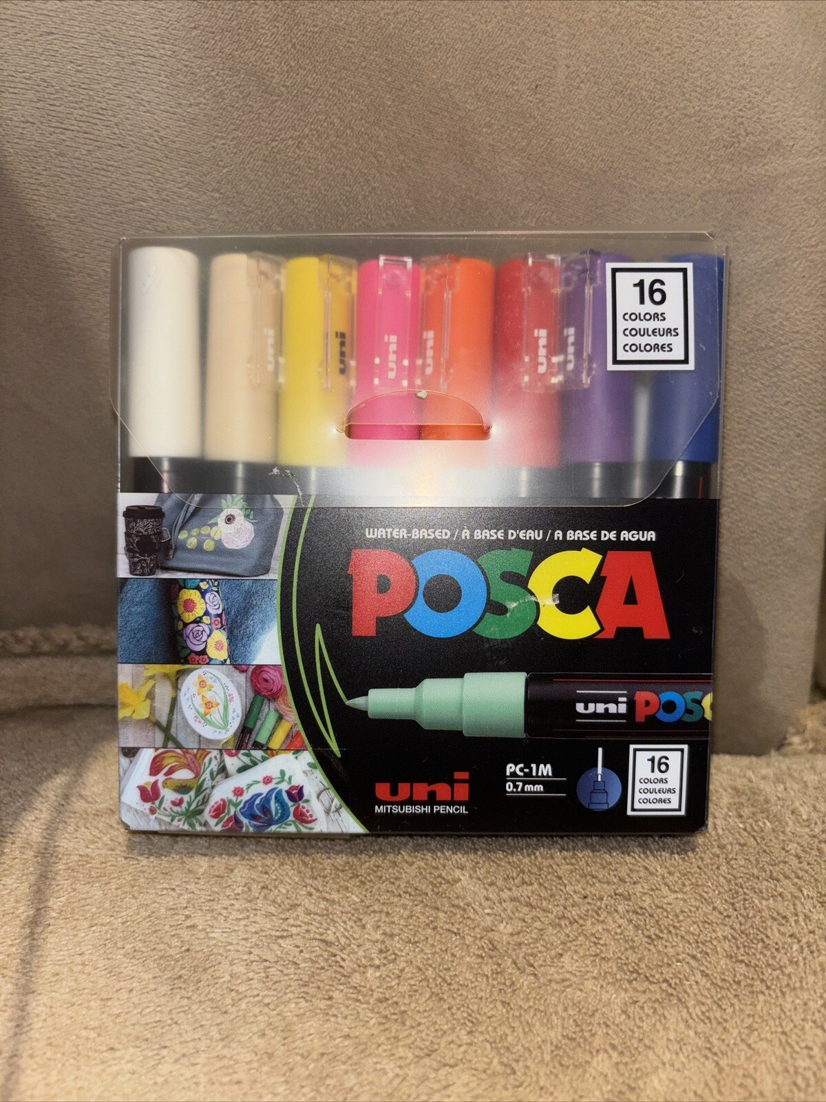 POSCA Acrylic Paint Marker Set, Water-based, 16 Colors, PC-1M, 0.7mm ...