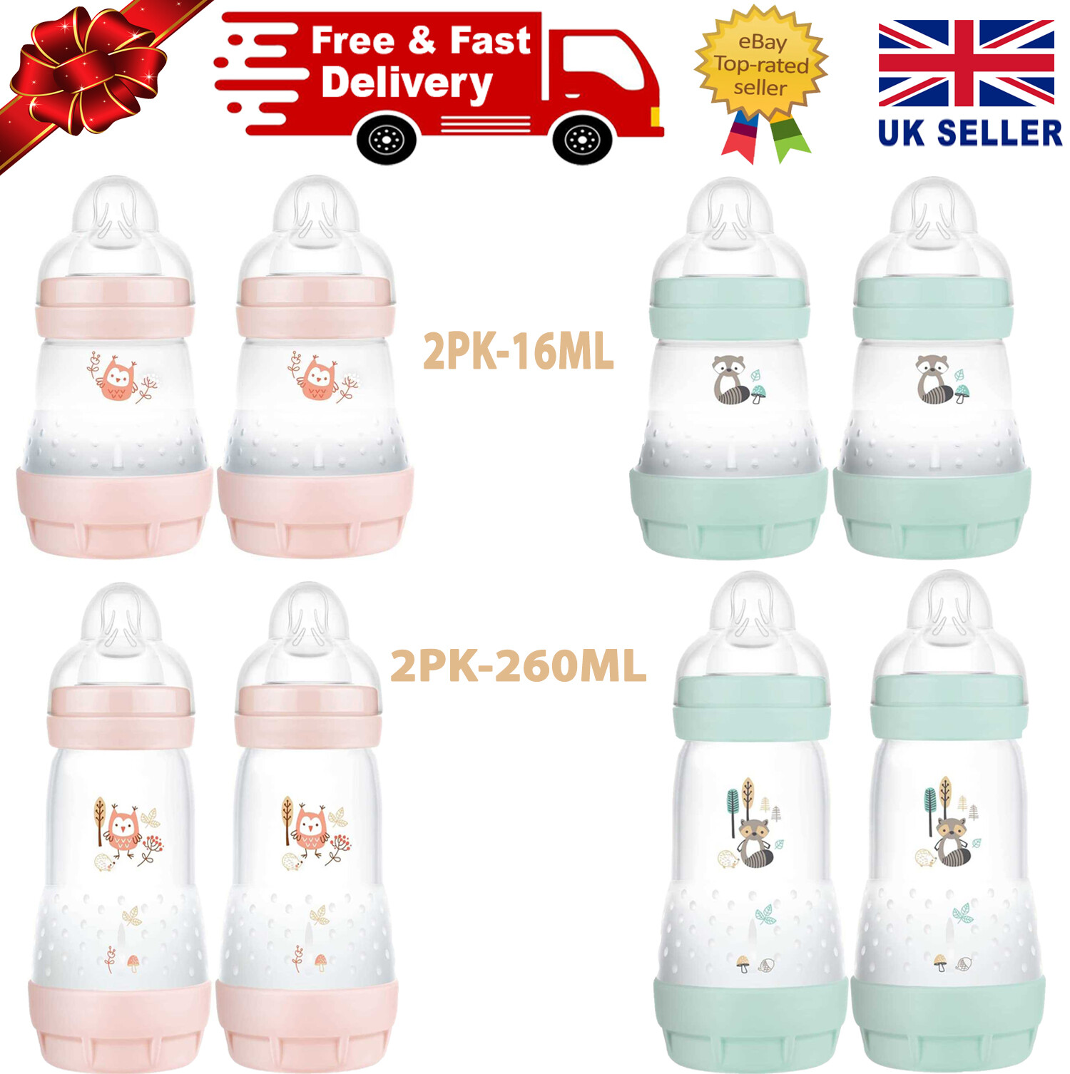 MAM Easy Start Self Sterilising Anti-Colic Baby Bottle-160ML/260ML , Pack 2 | eBay UK