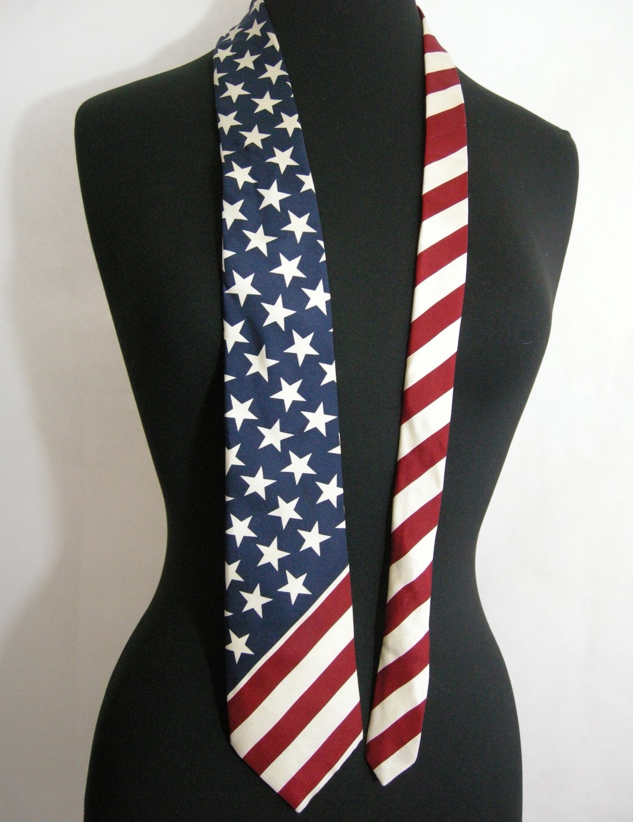 Vtg American Flag Silk Mens Tie Patriotic 52 Red White Blue 4th July ...