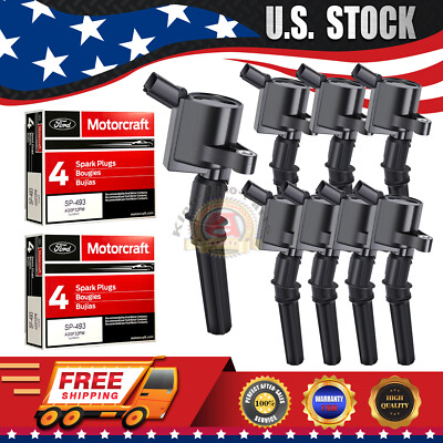 8pcs Ignition Coils DG508 & Motorcraft Spark Plugs SP493 Ford F150 E150 ...