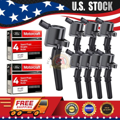 8pcs Ignition Coils DG508 & Motorcraft Spark Plugs SP493 Ford F150 E150 ...