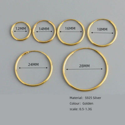 9CT GOLD SLEEPER HOOP EARRINGS - Sizes: 12mm / 14mm / 18mm / 24mm ...