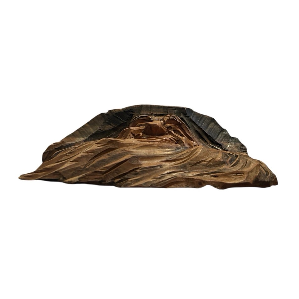 Vintage Hand Carved Wood Old Man Wizard Face Bearded Tree Sculpture 12 ...
