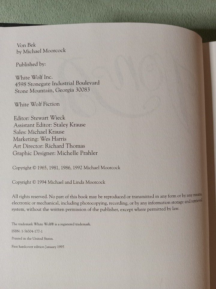 MICHAEL MOORCOCK'S VON BEK HARDCOVER BOOK HC / DJ ETERNAL CHAMPION ...