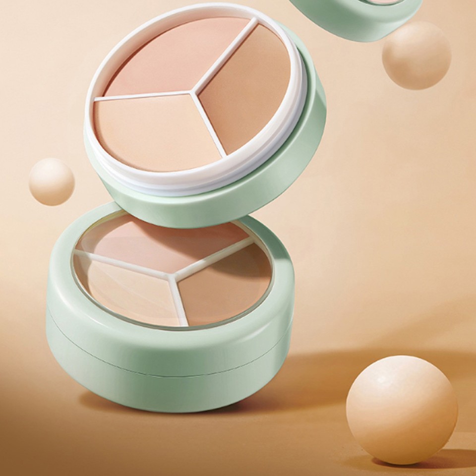 1Pc Tri-Color Concealer Palette Cover Dark Circles Brighten Skin Tone ...
