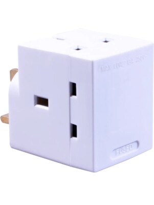 2 WAY 3 PIN ADAPTER SOCKET HOUSEHOLD MULTI PLUG UK _MAINS 13AMP DOUBLE ...
