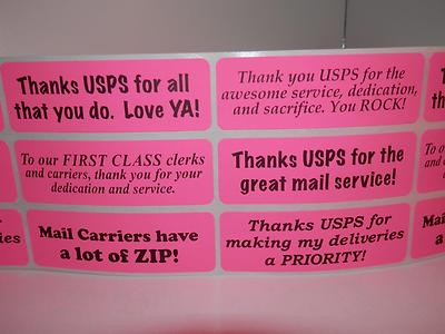 Thank You USPS Support Messages 1x3 sticker label pink fluorescent 252 ...