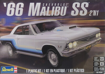 1966 CHEVROLET MALIBU SS REVELL 1:24 SCALE 2-n-1 PLASTIC MODEL CAR KIT ...