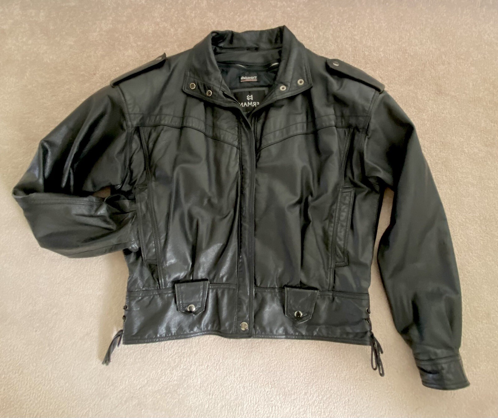 Bermans Men’s Biker Motorcycle Black Jacket w/ Remova… - Gem