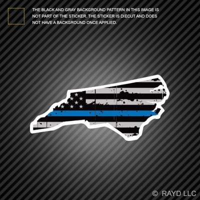 Distressed Thin Blue Line North Carolina State Shaped Subdued US Flag ...