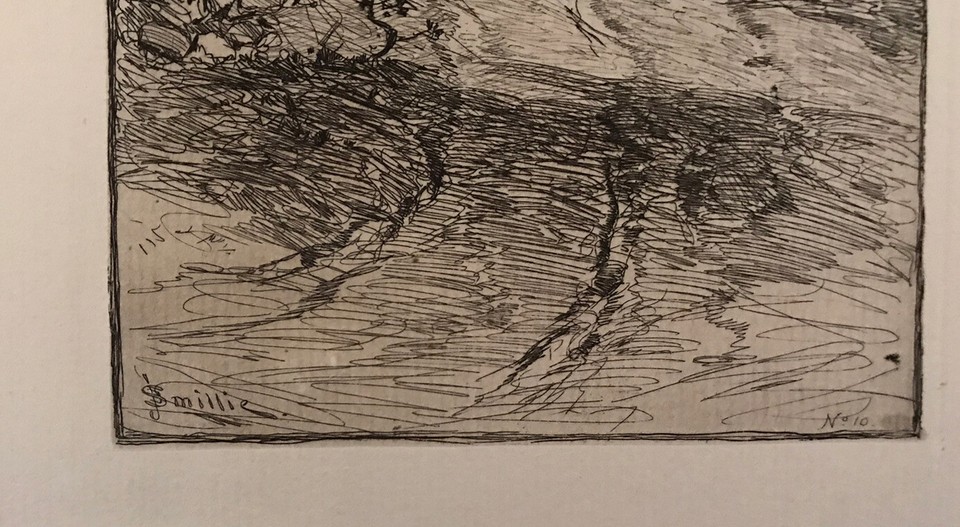 James David Smillie, "Up The Hill", orginal etching, 1879 Bucolic Scene ...