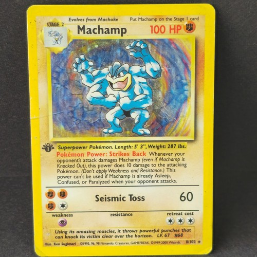 Pokemon 1999 Wotc Base Set Rare Holo #8/102 MACHAMP 1ST EDITION | eBay