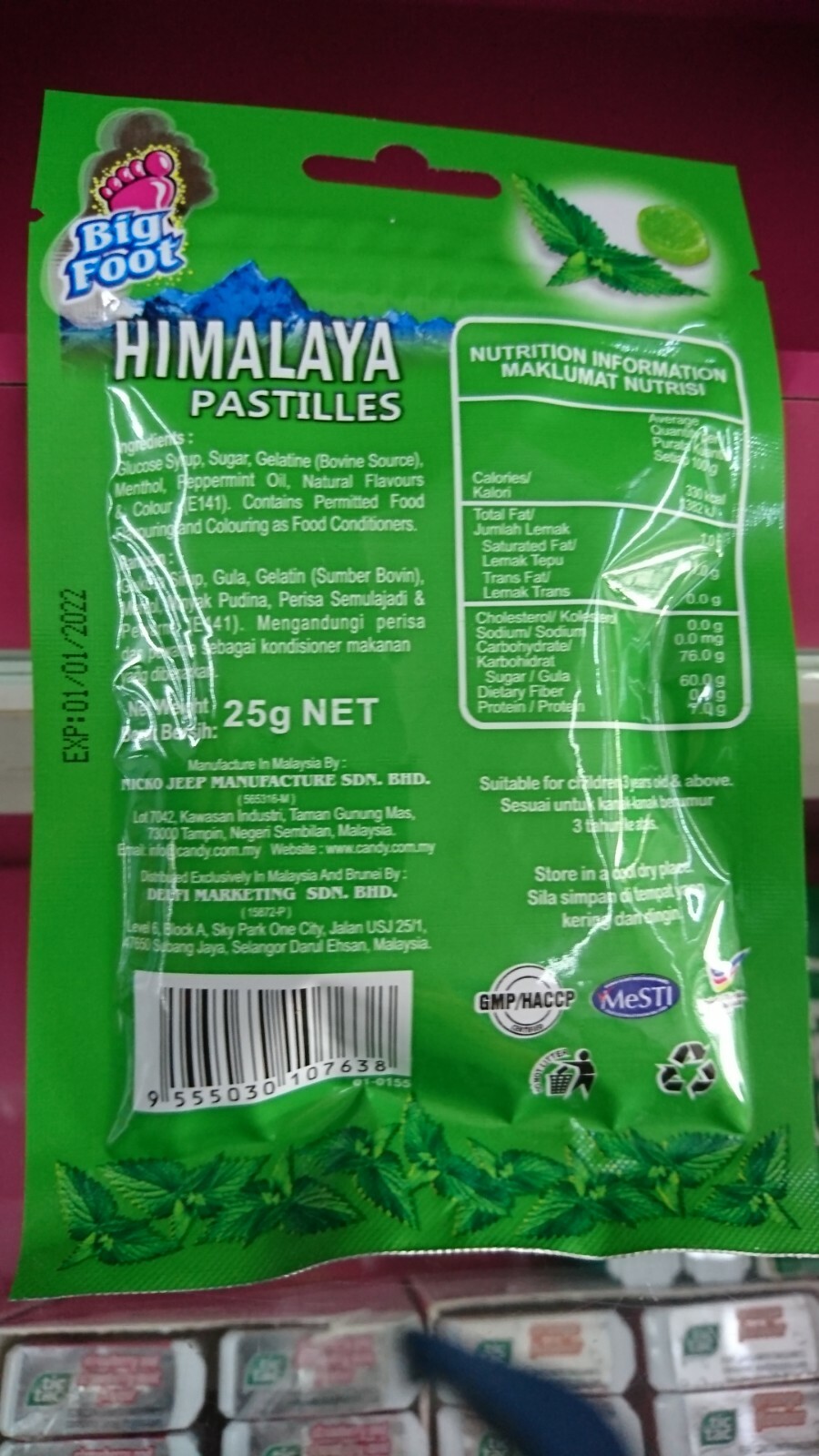 3x Big Foot Himalaya Pastilles Peppermint Throat Soothing Fresh Breath ...