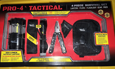 PRO 4 Tactical Flashlight 4 PIECE SURVIVAL SET NEW IN BOX multi tool ...