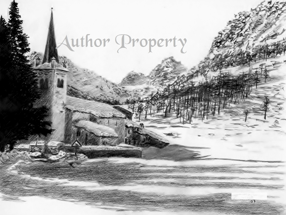 Nature Graphite Drawings Mountain And River Drawing: Nature Sketch