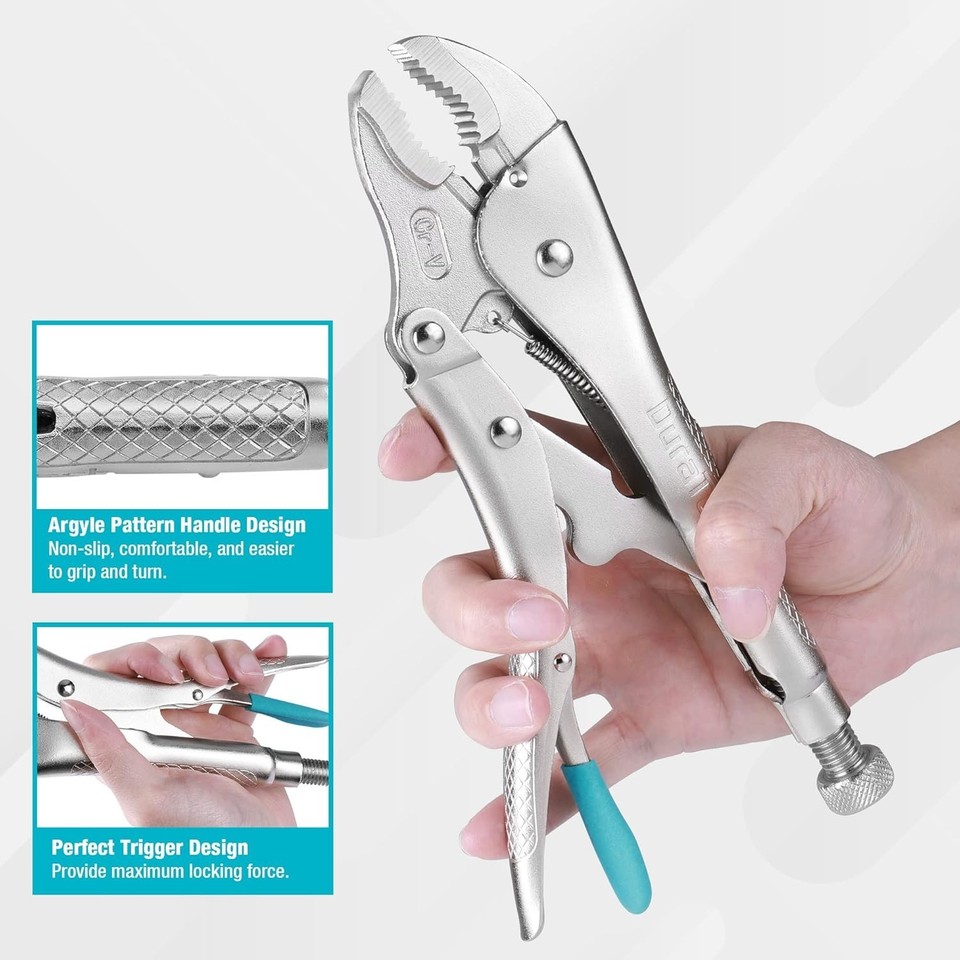 DURATECH Locking Plier 10-Inch Premium Cr-V Curved Jaw Locking Plier ...