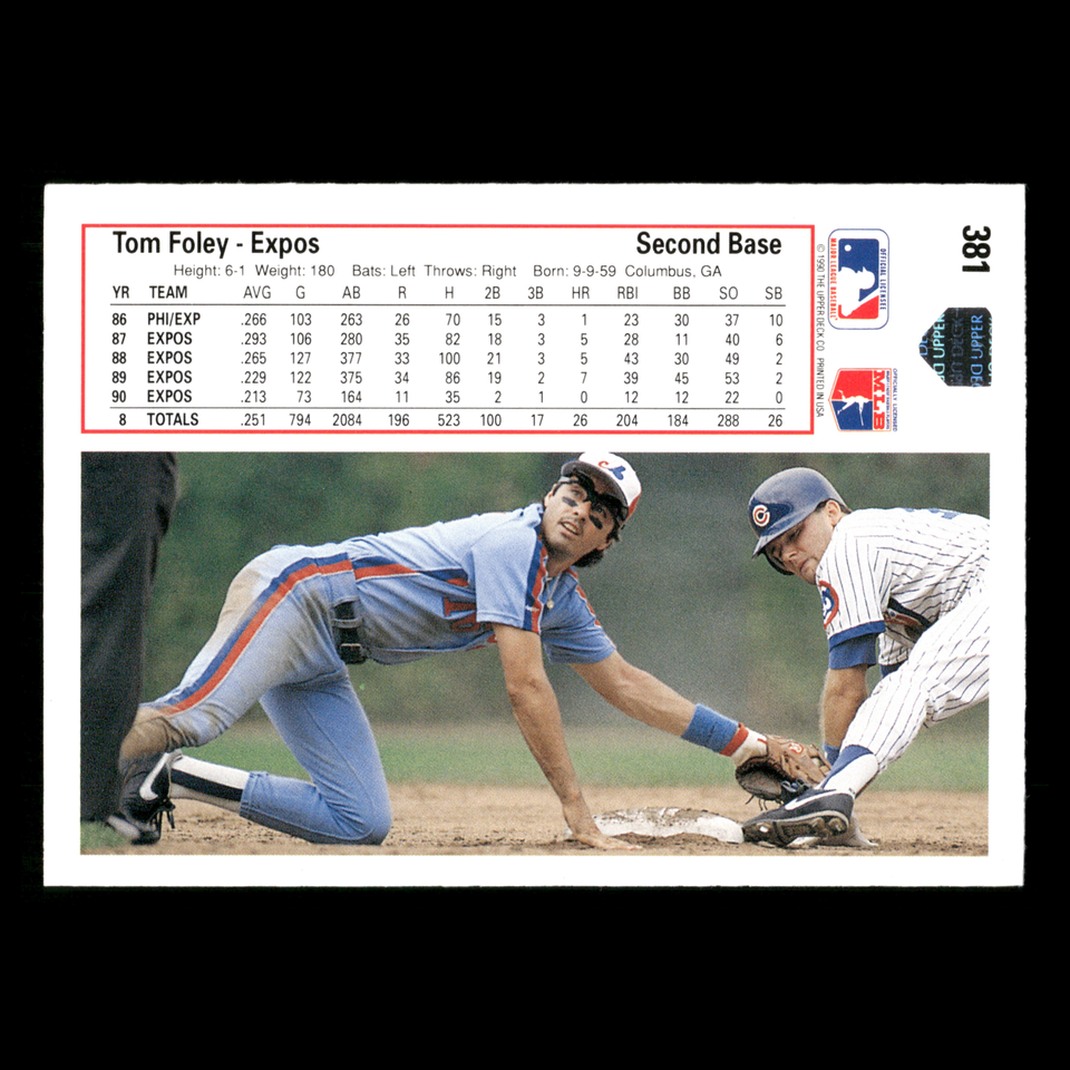 Tom Foley #381 1991 Upper Deck Montreal Expos Baseball Card MLB | eBay