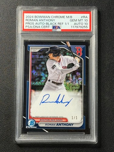 1/1 ROMAN ANTHONY PSA 10 2024 BOWMAN CHROME MB BLACK REFRACTOR PROSPECT ...