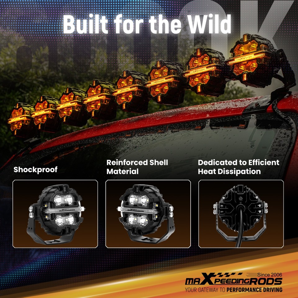 3.5inch Round LED Pod Lights White Amber DRL RGB Background For Off ...