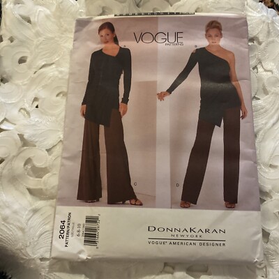Vogue 2064, DONNA KARAN Misses' Wrap Top & Two Variations Pants Size 6 ...