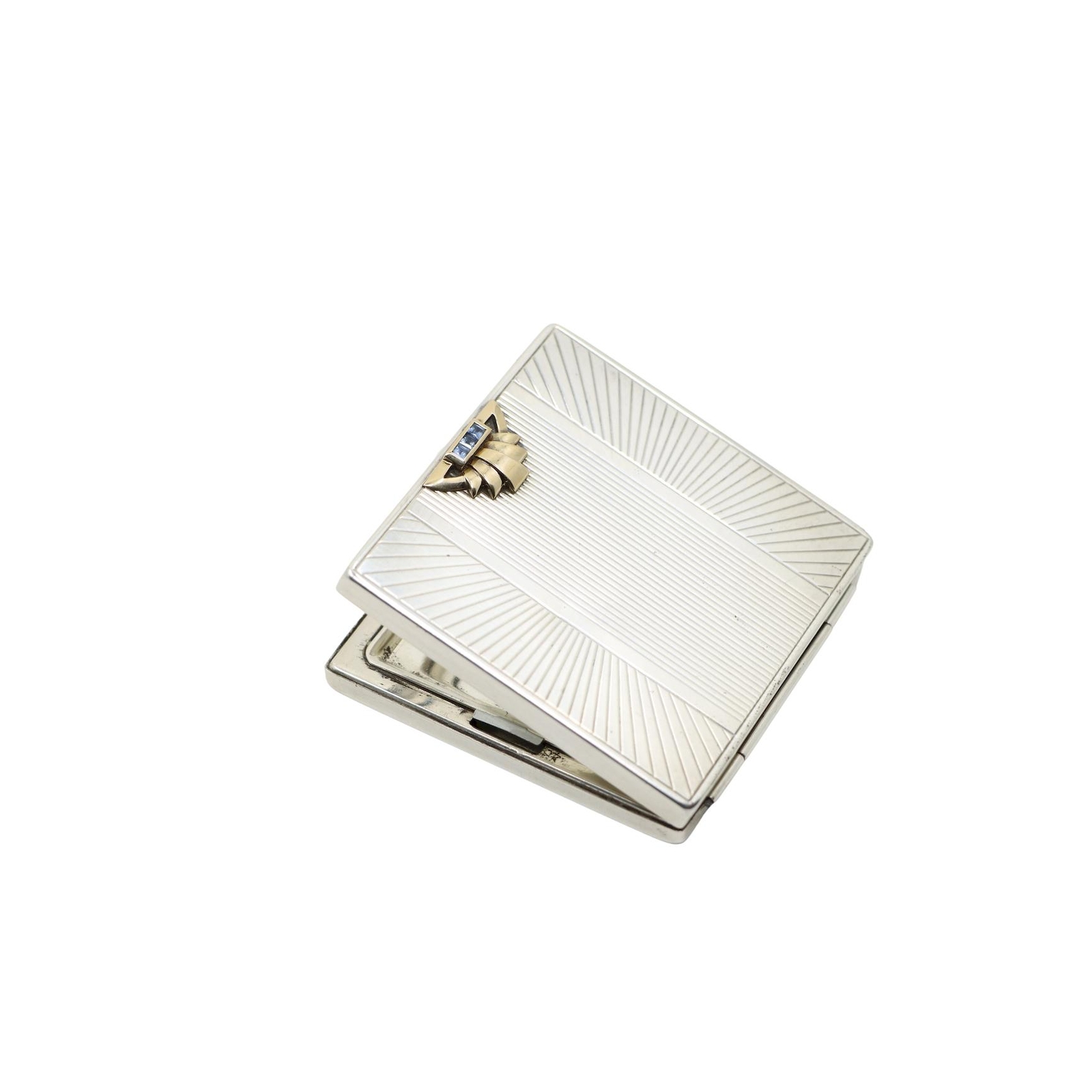 Vintage Cartier 14K Gold & Sterling Sapphire Compact … - Gem