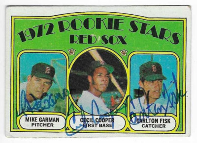 CARLTON FISK MIKE GARMAN CECIL COOPER 1972 TOPPS AUTOGRAPHED SIGNED #79 ...