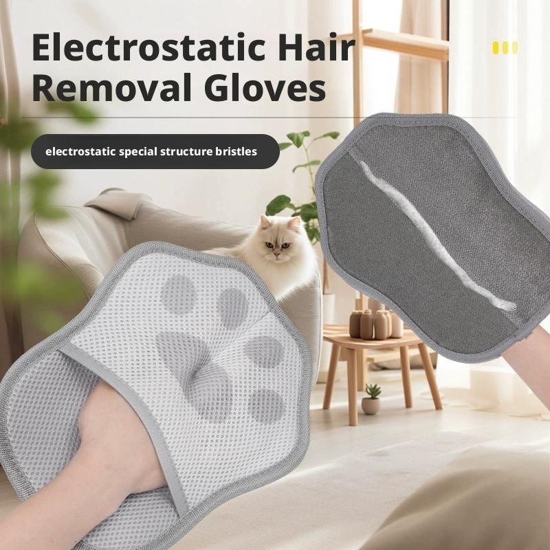 1/2x Electrostatic Pet Hair Removal Gloves Brush,Cat Pet Grooming Glove ...