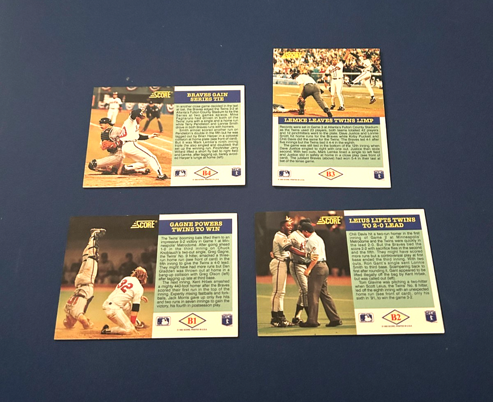 1992 Score Baseball World Series Twins Factory Insert Set Factory Set ...